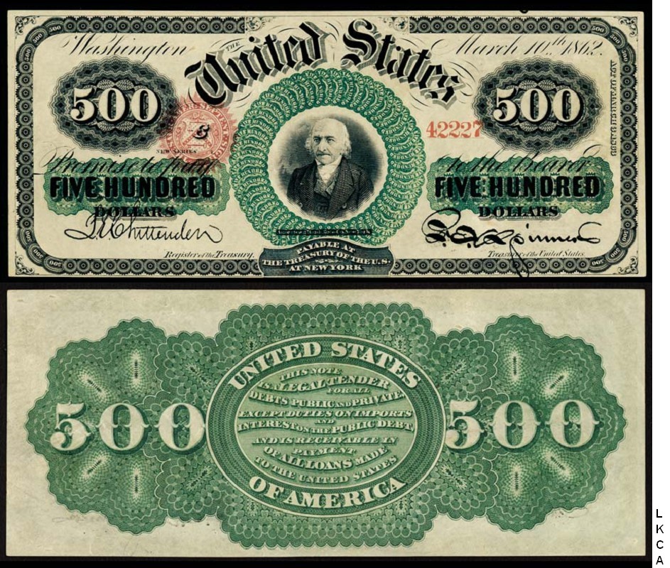 Large Size United States Notes 500 Dollars